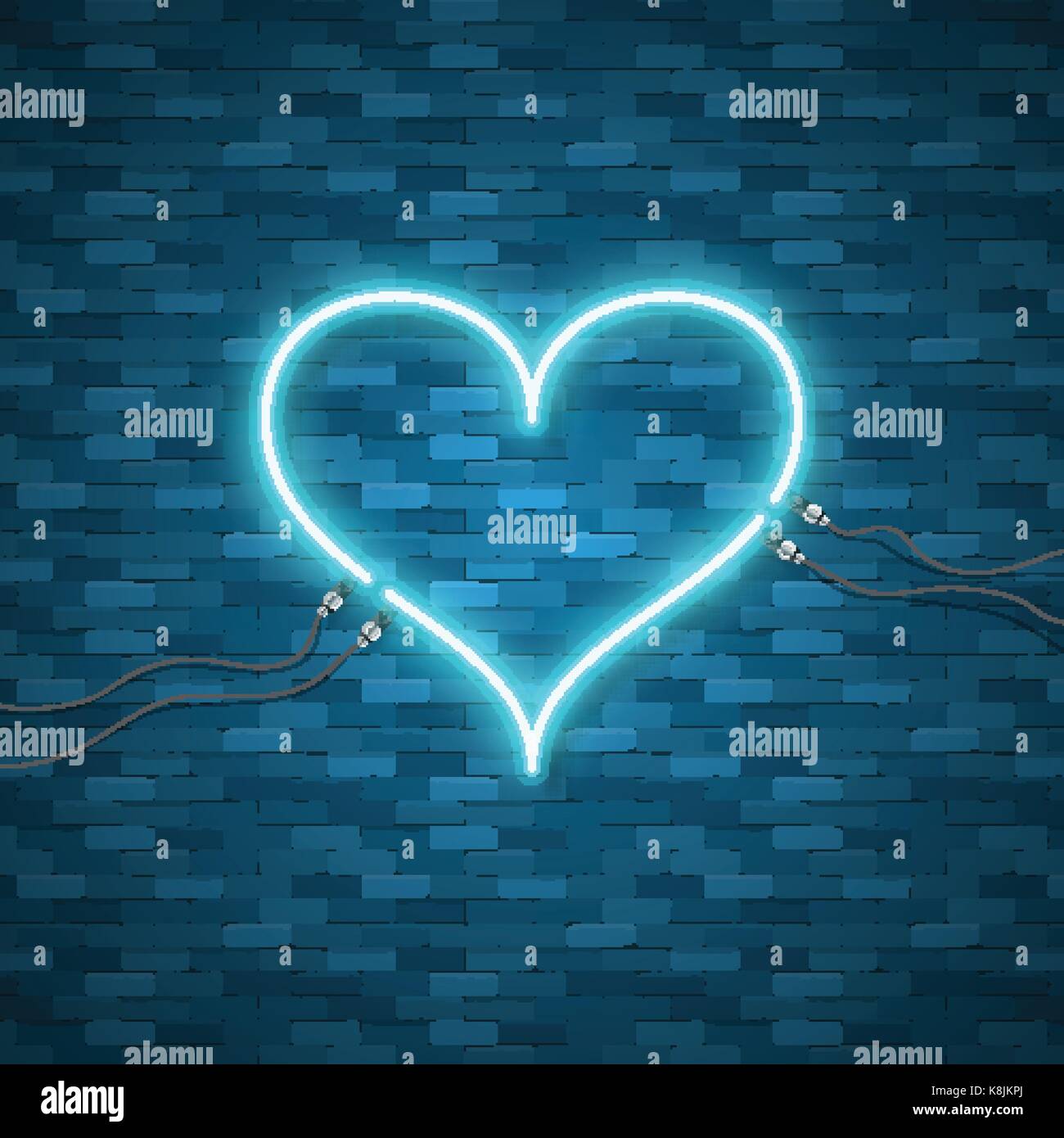 Bright Heart Retro Blue Neon Heart Sign Stock Vector Image And Art Alamy
