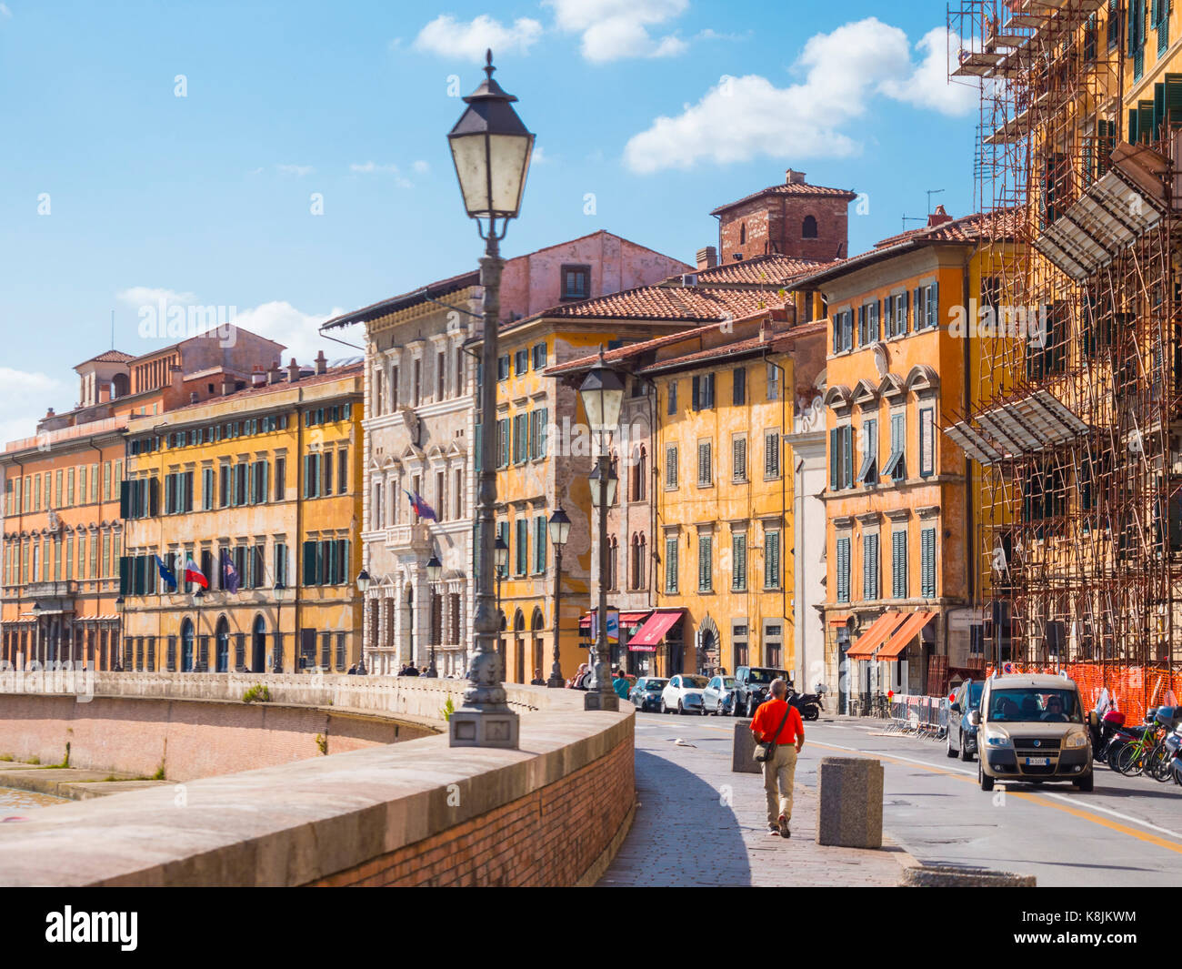 The colorful riverside of River Arno in the city of Pisa - PISA TUSCANY ...