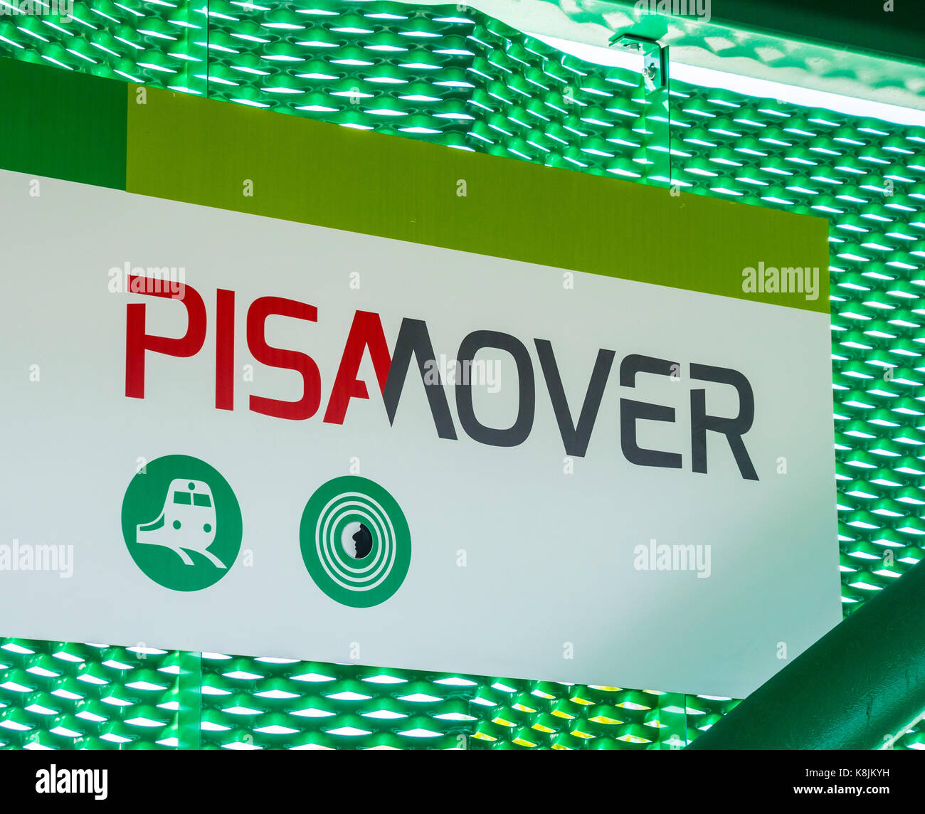 The Pisamover transfer train between airport and Pisa Central station ...