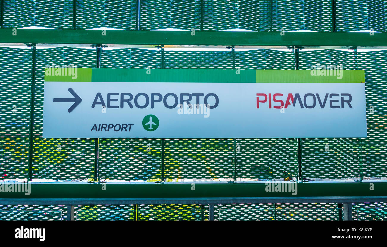 The Pisamover transfer train between airport and Pisa Central station ...