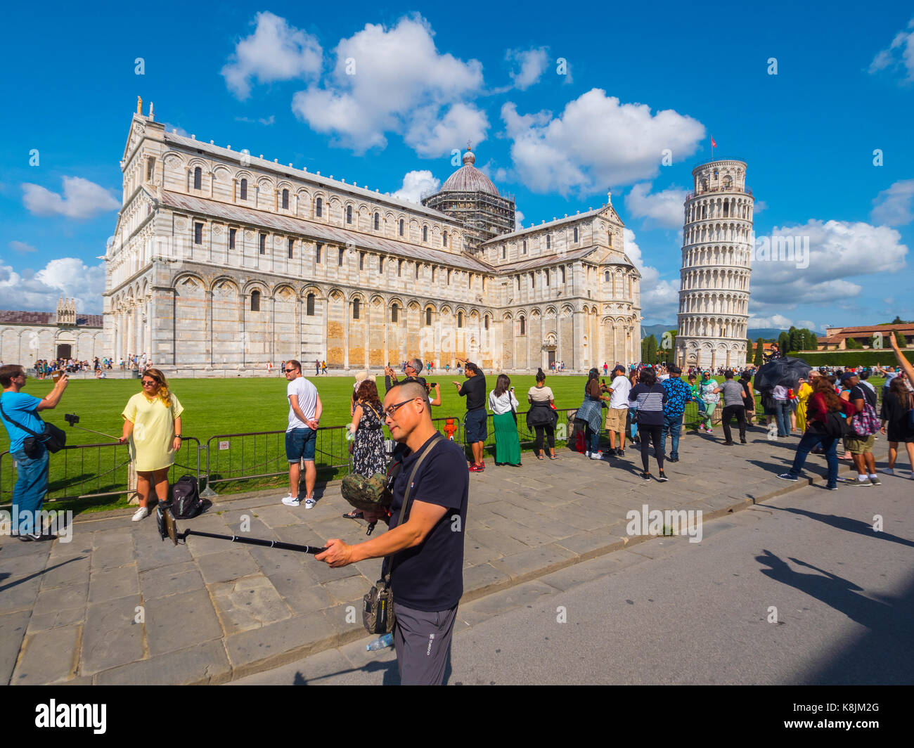 Tourists in Pisa at the most popular place for photos - The Leaning ...