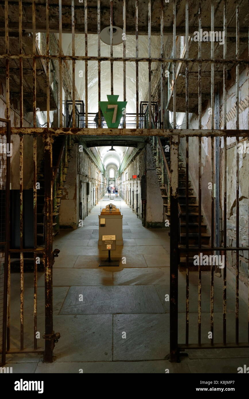 Cellblock corridor at Eastern state Penitentiary, Philadelphia ...