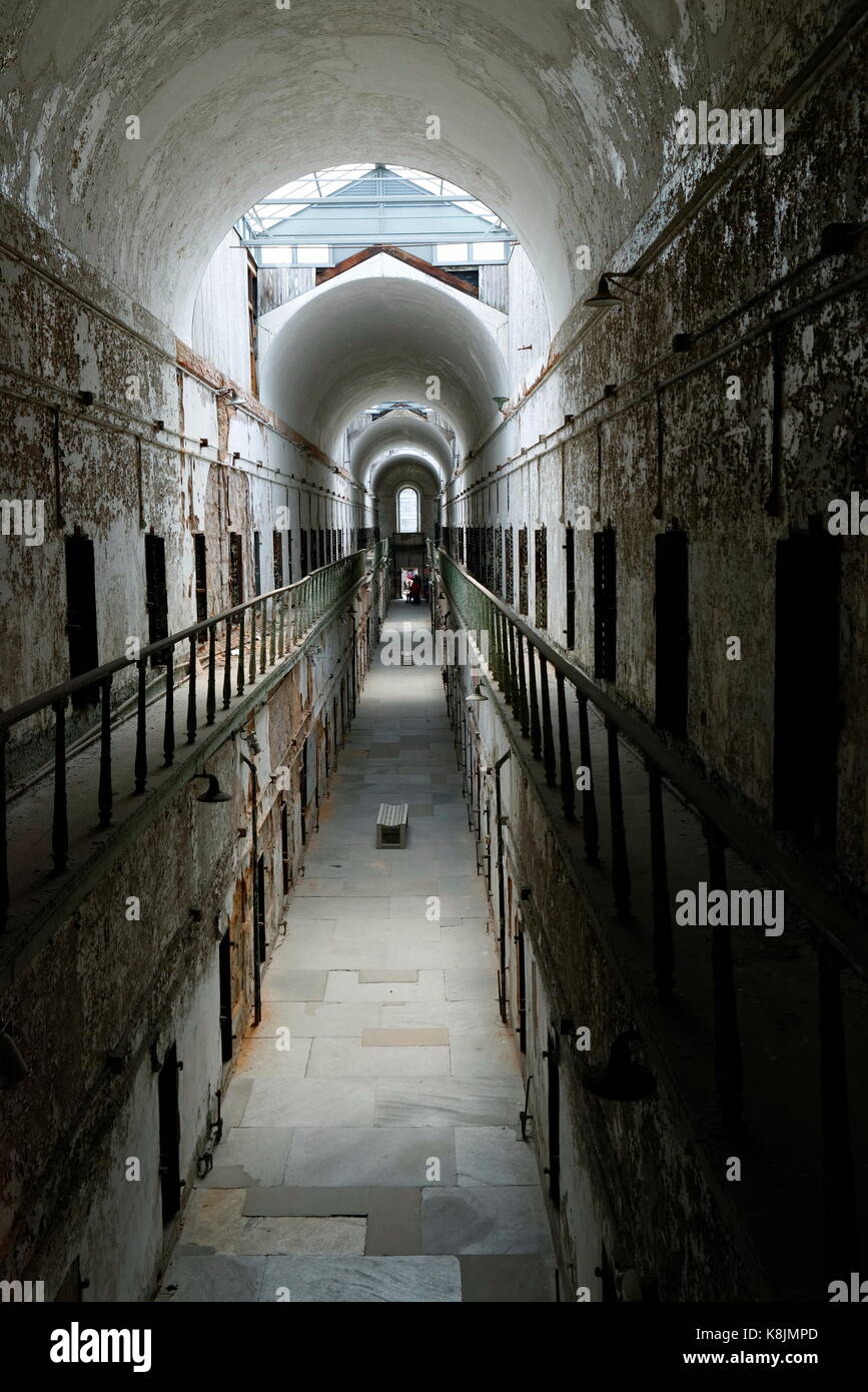 Cellblock corridor at Eastern state Penitentiary, Philadelphia ...