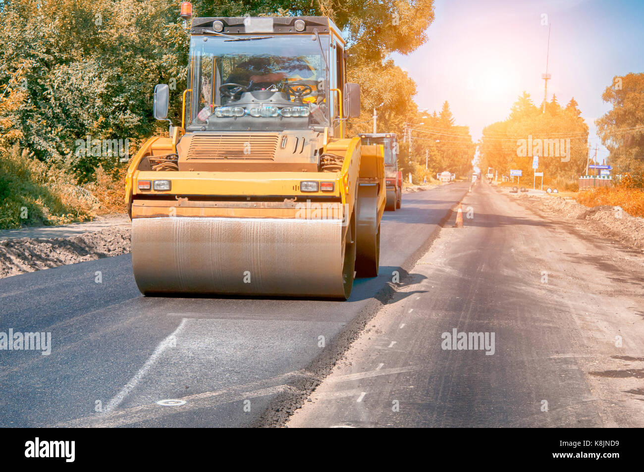 heavy vibration roller compactor at asphalt pavement works for road ...