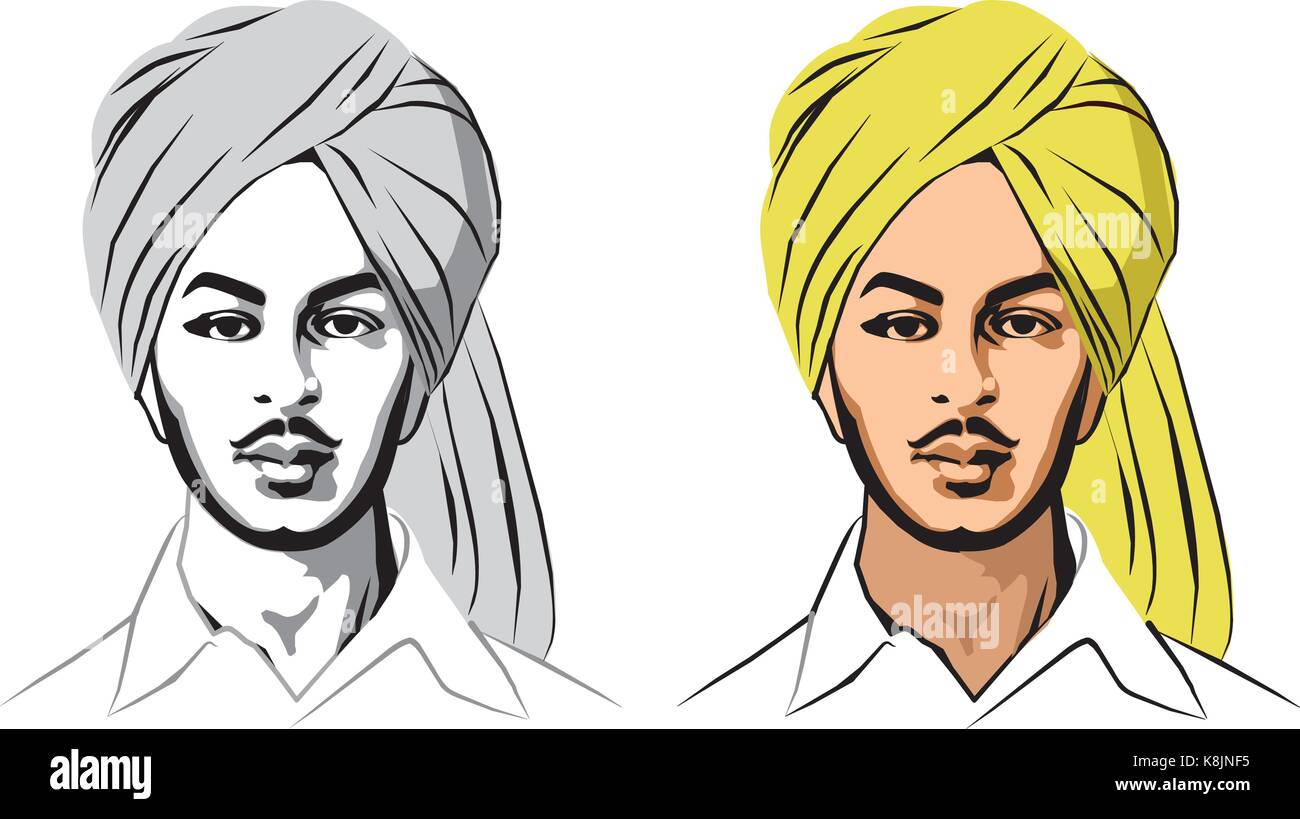 Stock Vector illustration of indian sikh freedom fighter Bhagat Singh ...