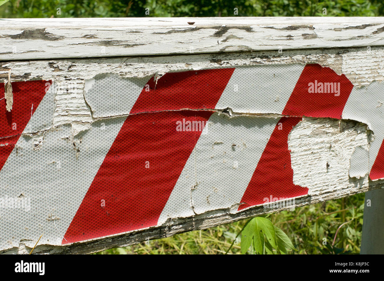 Abstract - red and white warning barrier on the roadside Stock Photo ...