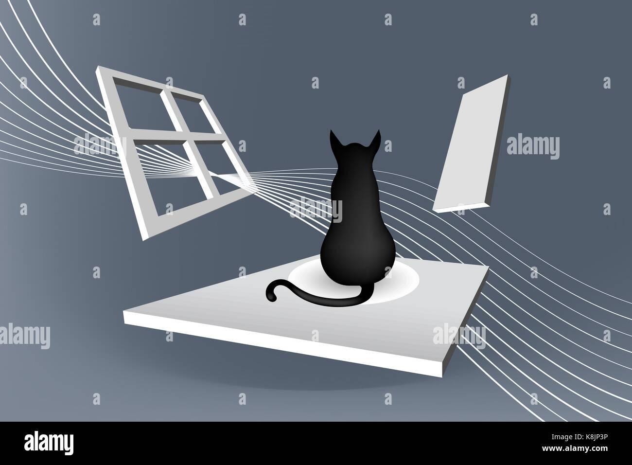 Cat sitting abstract illustration, Vector Art composition Stock Vector ...