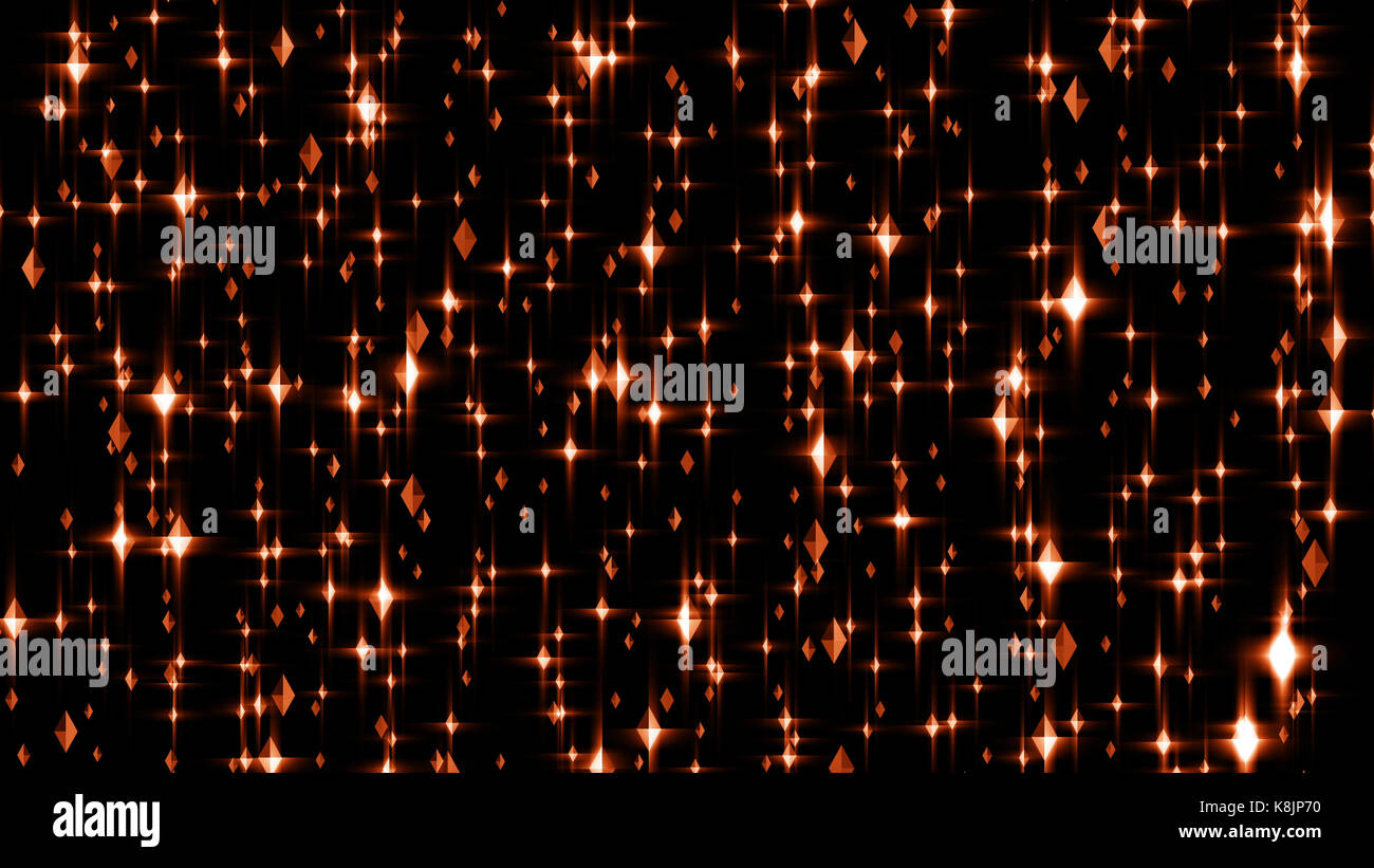 Abstract 3d rendering of gleaming orange diamond rows in the black ...