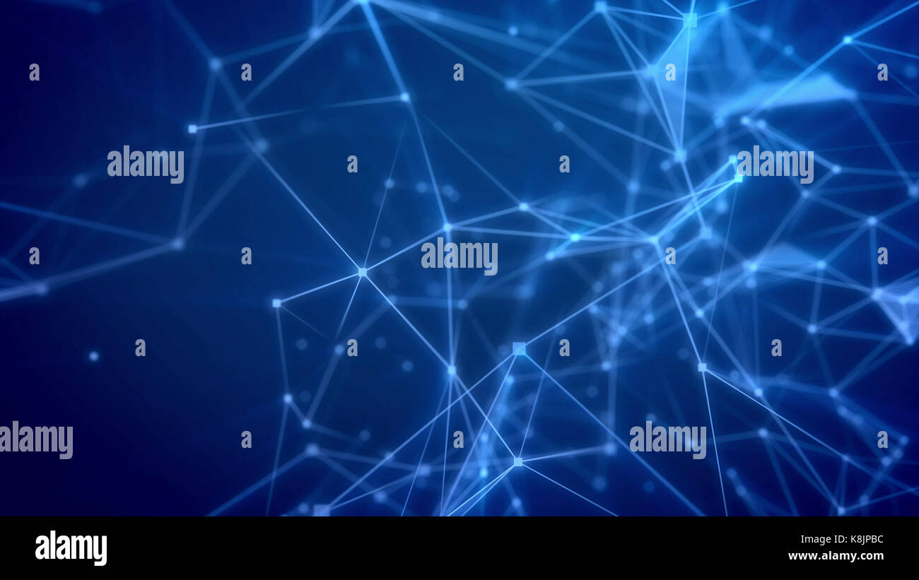 Amazing 3d illustration of some fantasy trip through light blue network ...