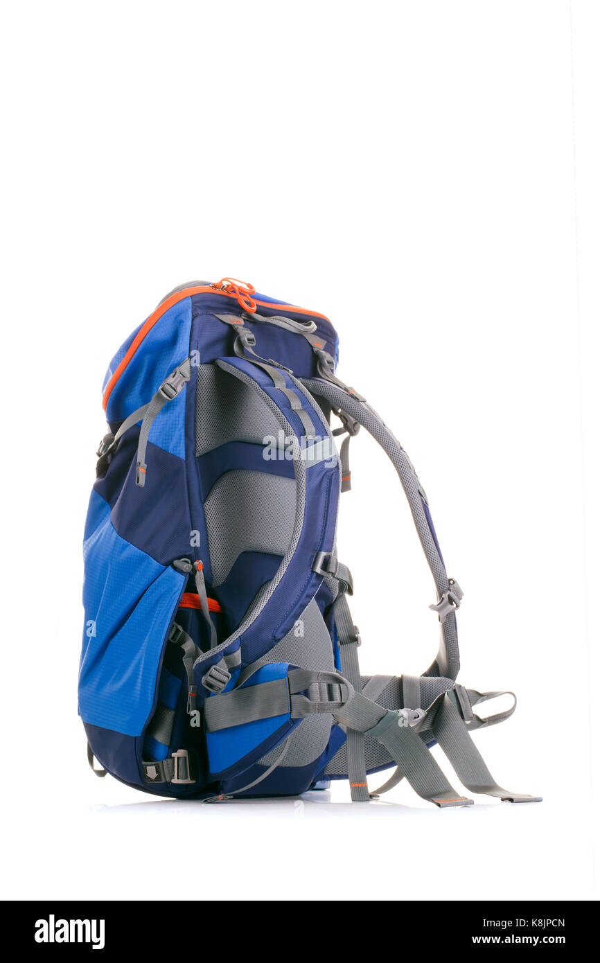 Image of tourist backpack on empty background Stock Photo - Alamy