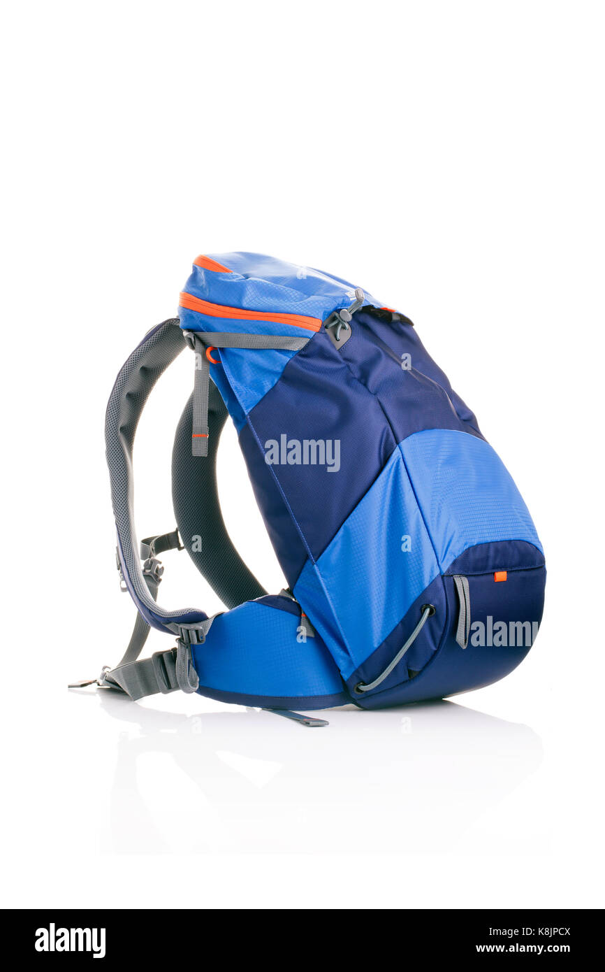 Side view of blue backpack isolated Stock Photo - Alamy