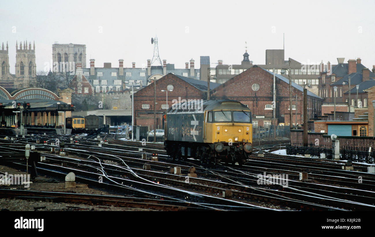 Class 47 locomotive outside York railway station in the 1980's Stock ...