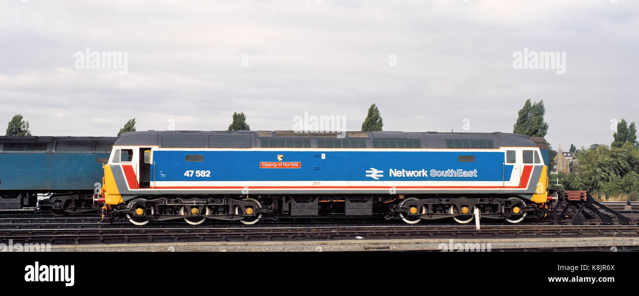 Class 47 locomotive in Network South-East livery outside York Depot ...