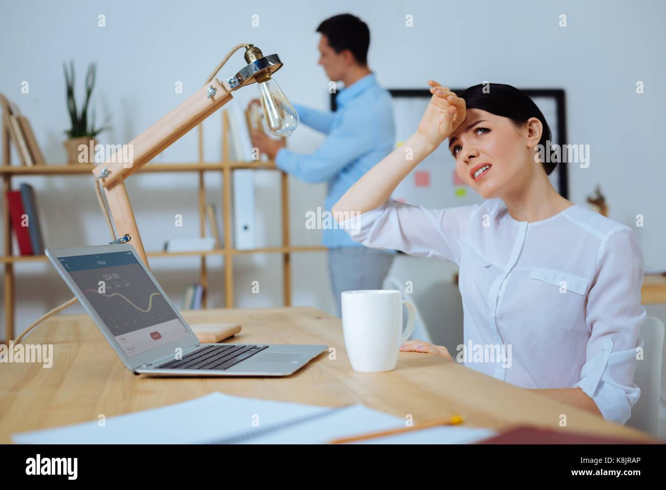 Worker tired woman forehead hi-res stock photography and images - Alamy