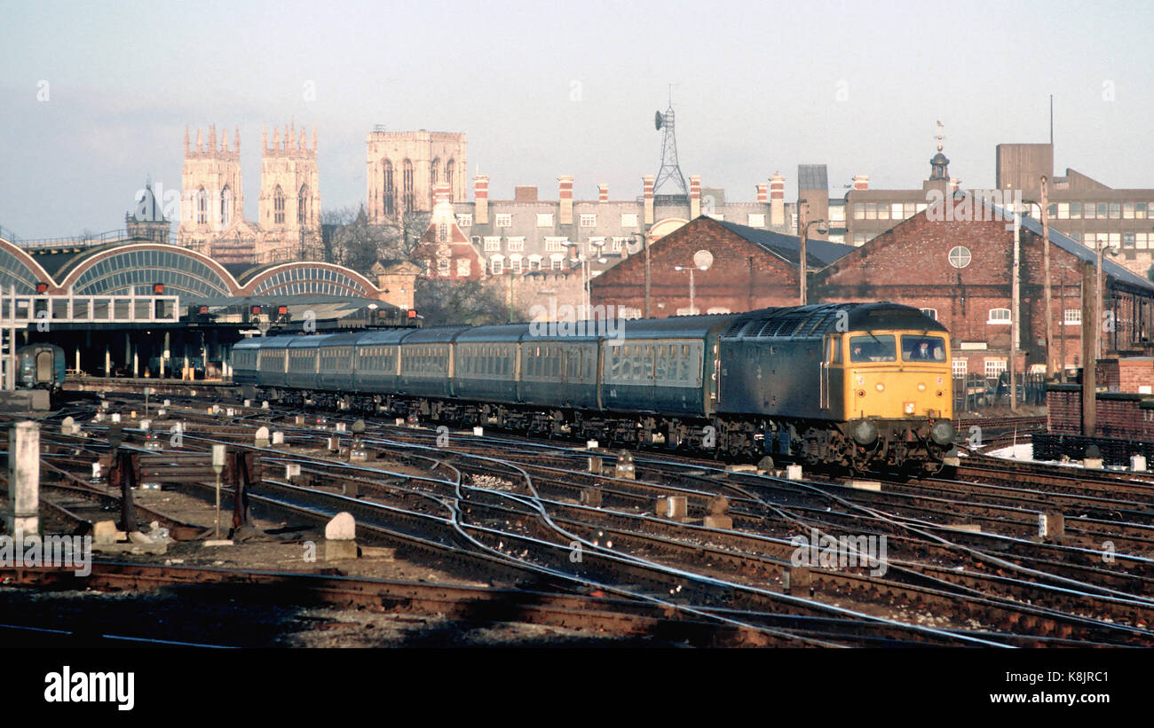 Class 47 locomotive on a passenger train at York Stock Photo - Alamy