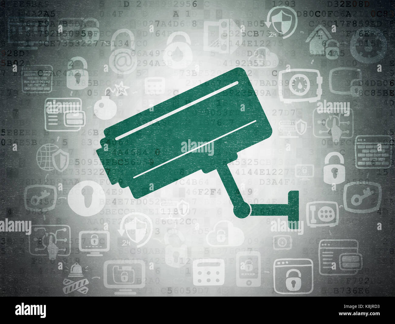 Privacy concept: Cctv Camera on Digital Data Paper background Stock ...