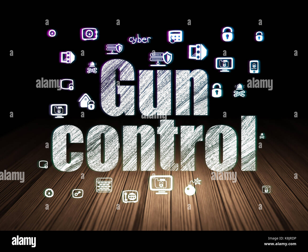 Privacy concept: Gun Control in grunge dark room Stock Photo - Alamy