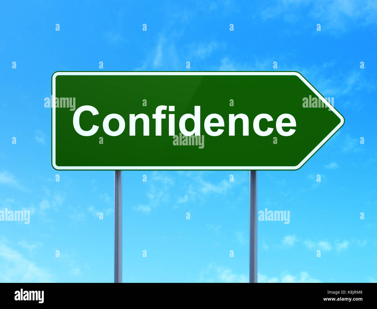 Business concept: Confidence on road sign background Stock Photo - Alamy