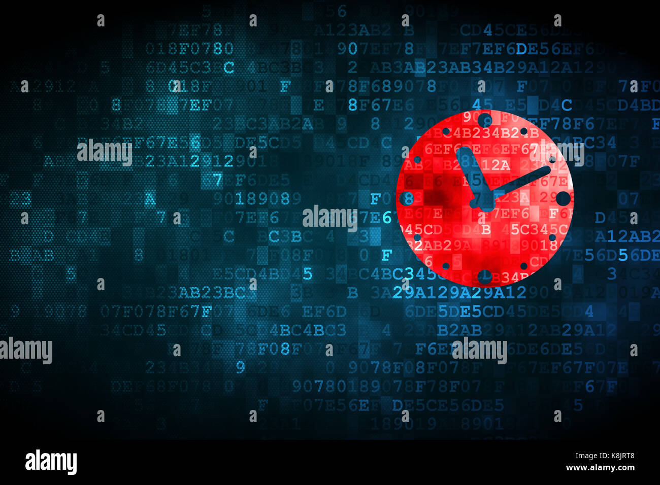 Timeline concept: Clock on digital background Stock Photo - Alamy