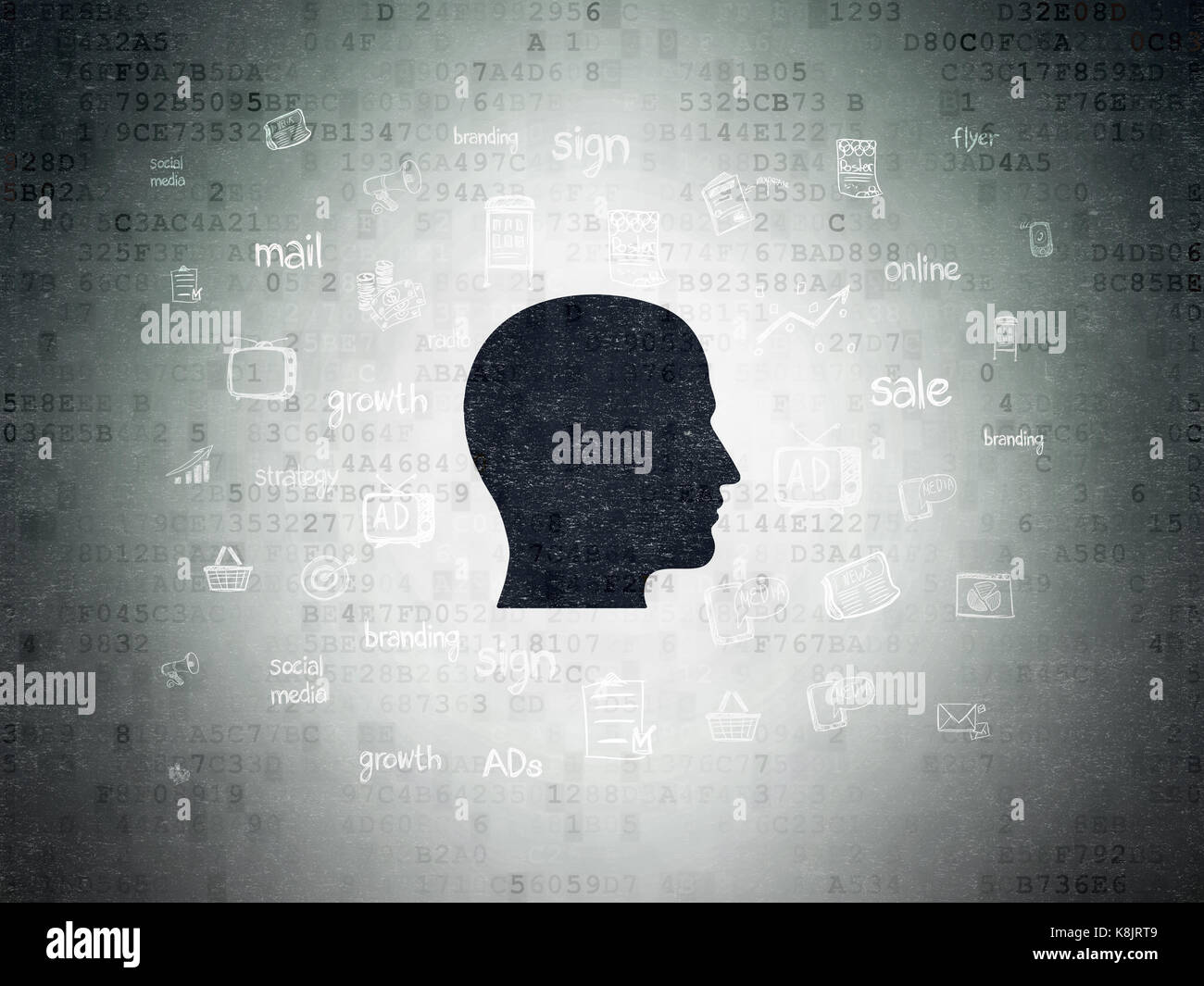 Advertising concept: Head on Digital Data Paper background Stock Photo ...