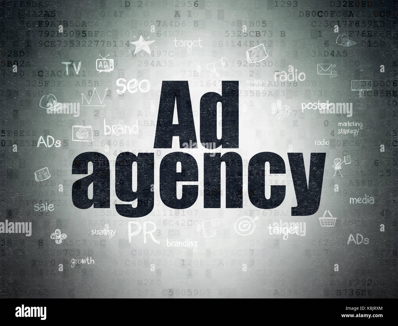 Advertising concept: Ad Agency on Digital Data Paper background Stock ...
