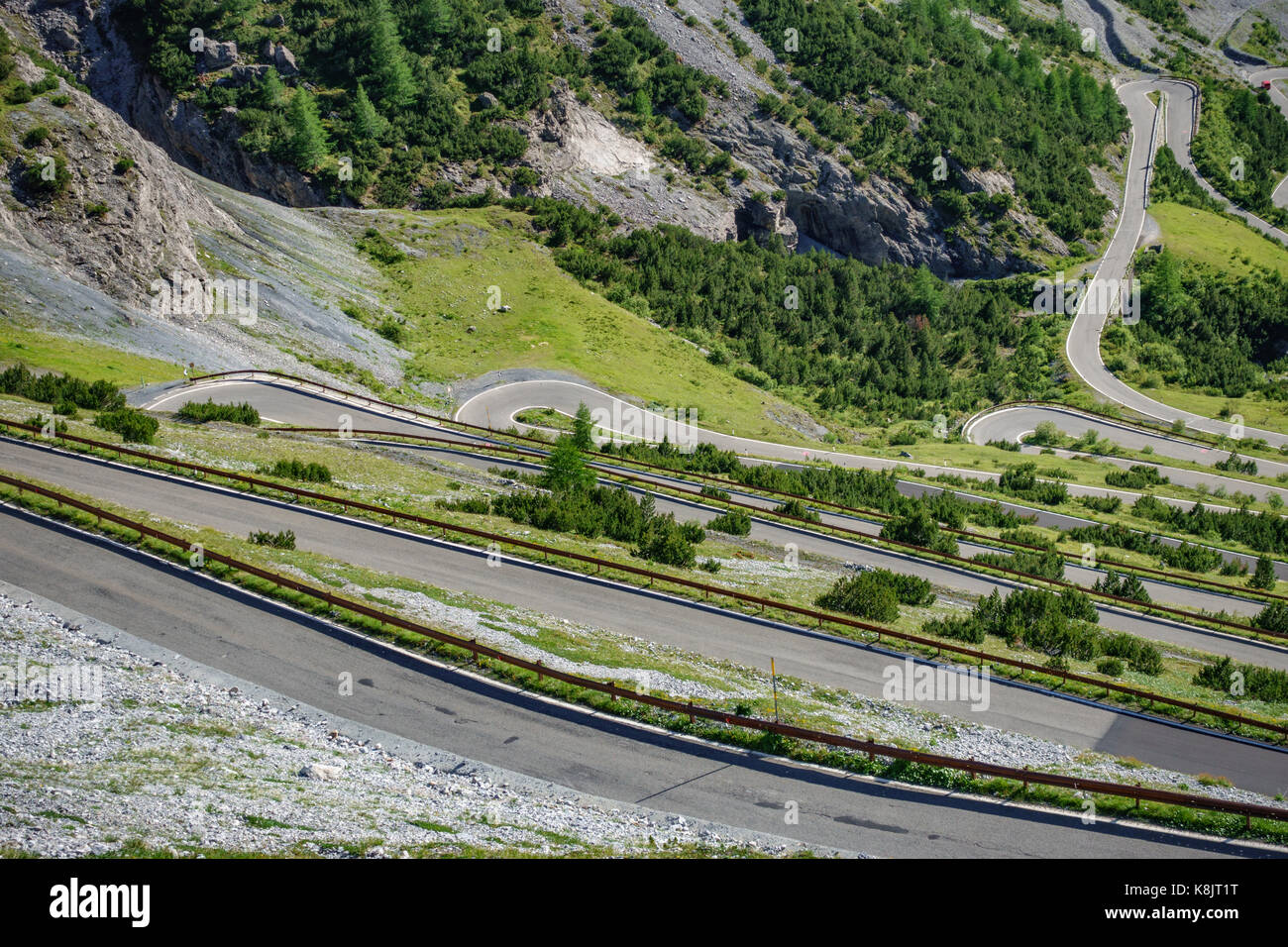 View of serpentine road, Stelvio Pass from Bormio Stock Photo - Alamy