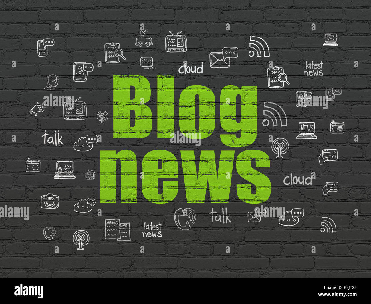 News concept: Blog News on wall background Stock Photo - Alamy