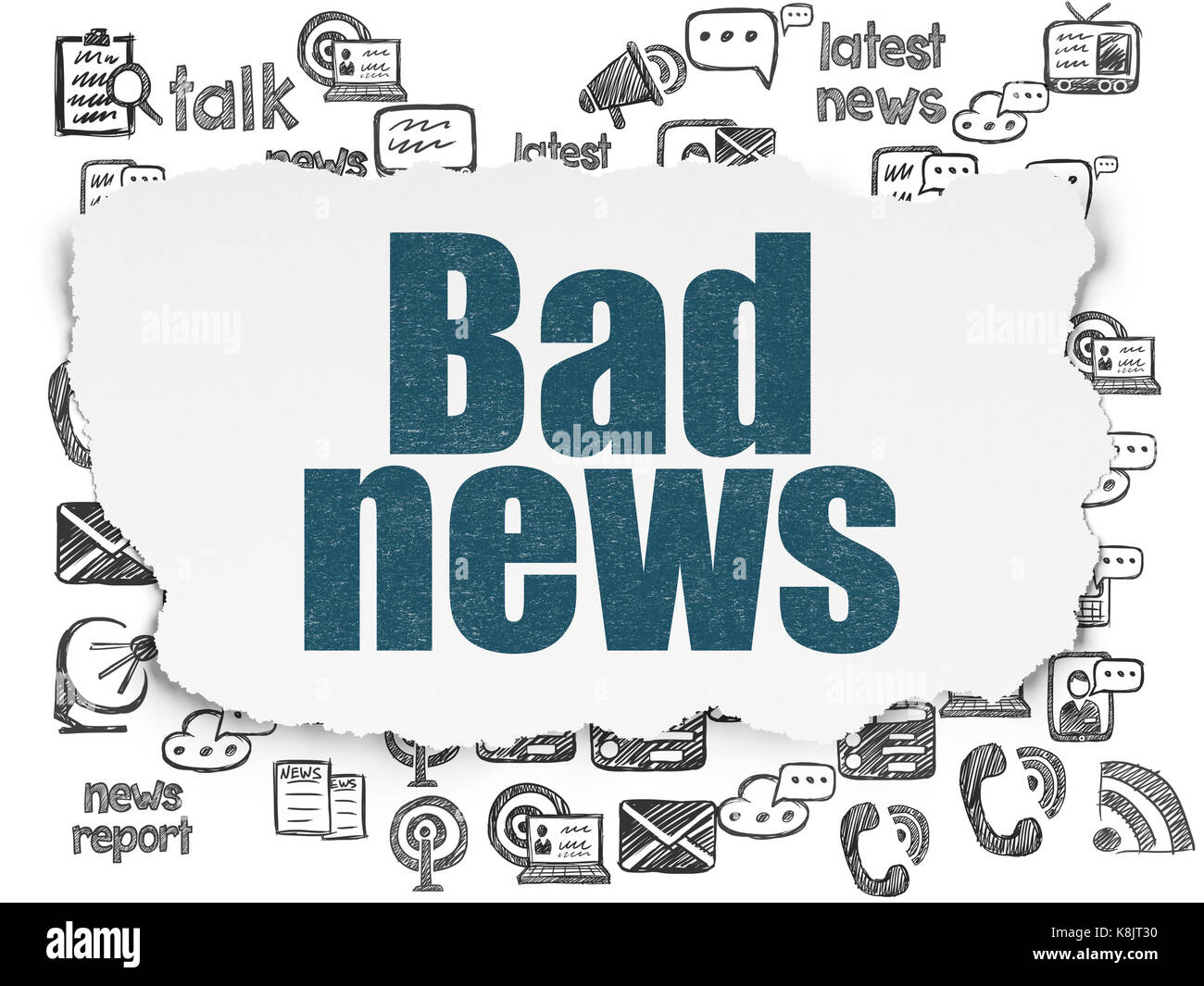 News concept: Bad News on Torn Paper background Stock Photo - Alamy