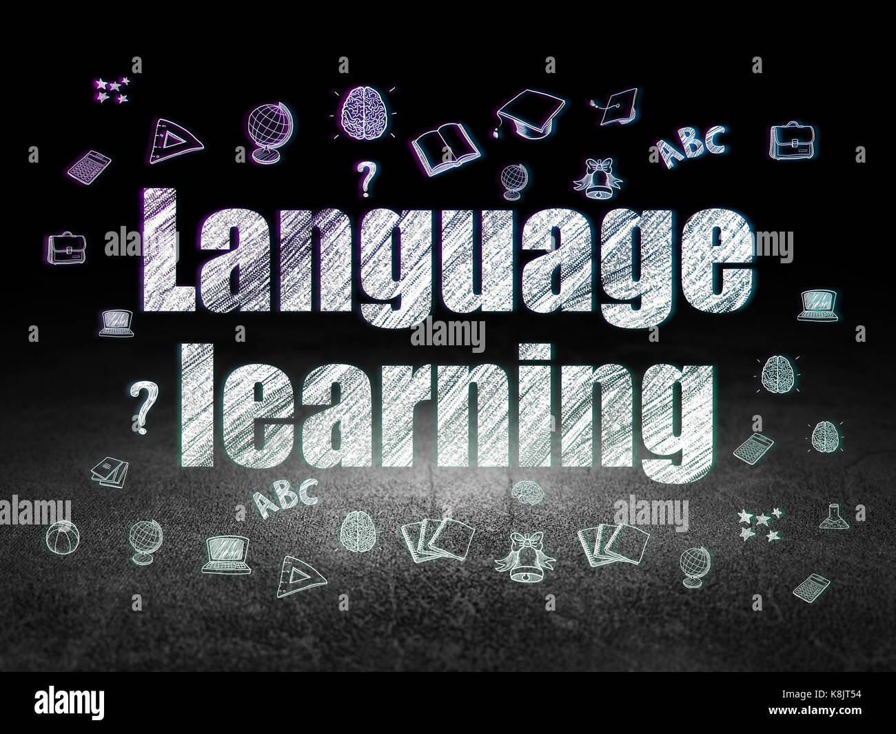 Education concept: Language Learning in grunge dark room Stock Photo ...
