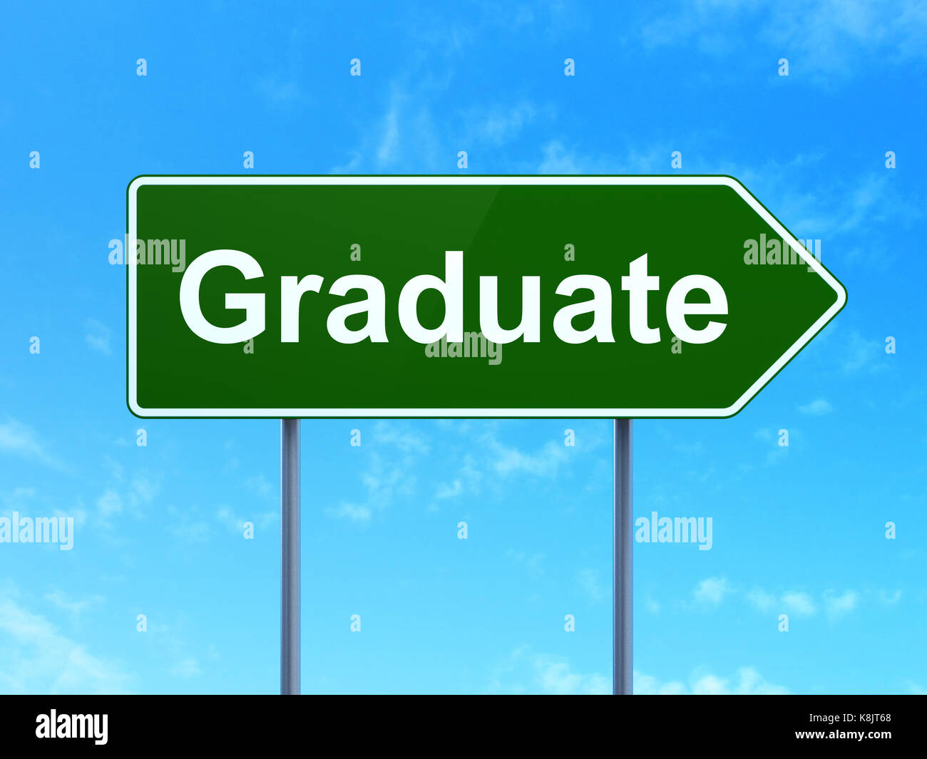 Education concept: Graduate on road sign background Stock Photo - Alamy