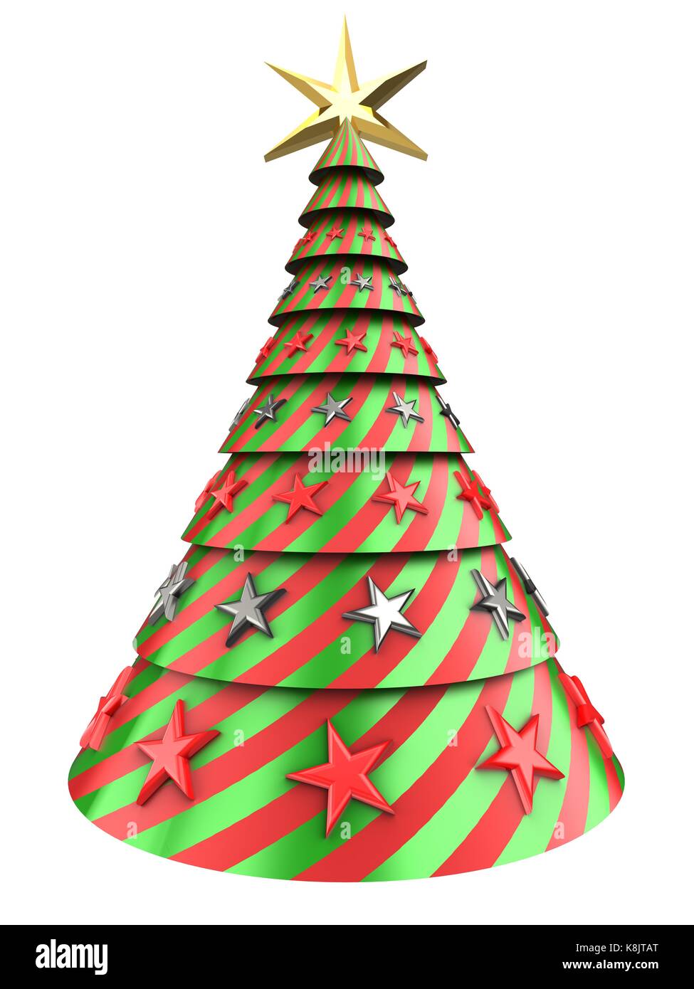 3d illustration of Christmas tree shape over white background with ...
