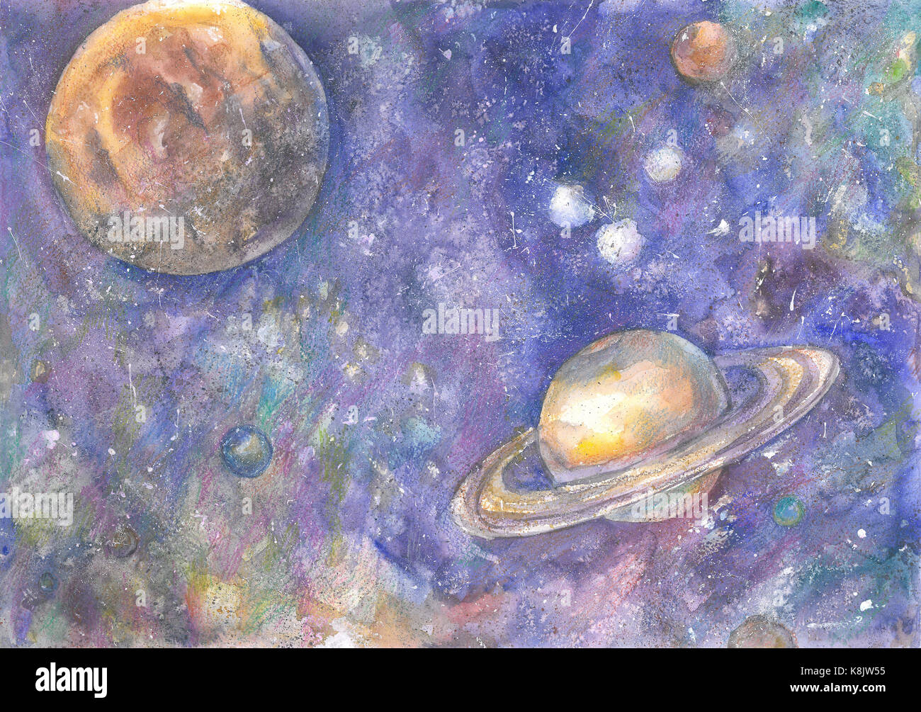 Drawing neptune planet universe galaxy hi-res stock photography and ...