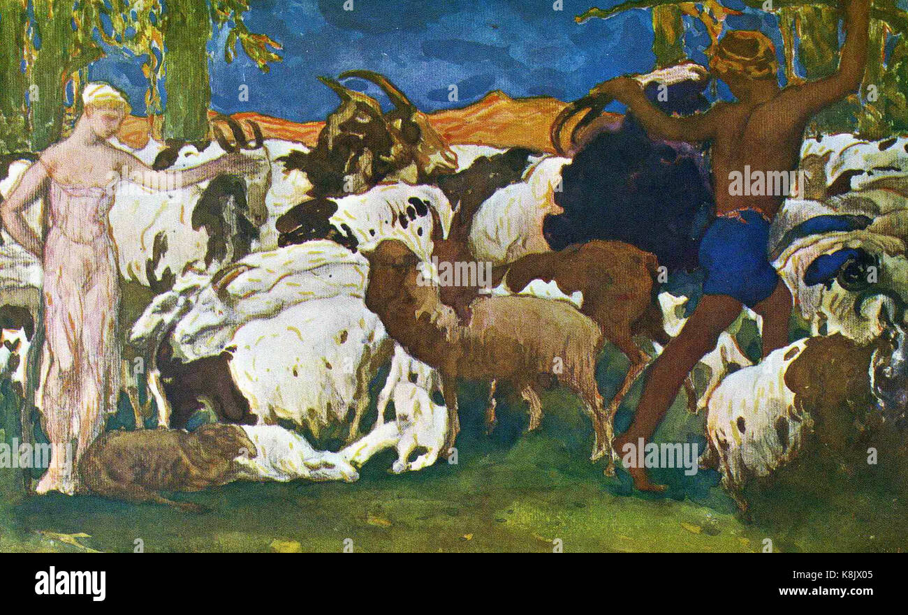 LEON BAKST - daphnis and chloe bidding each other goodnight design for ...