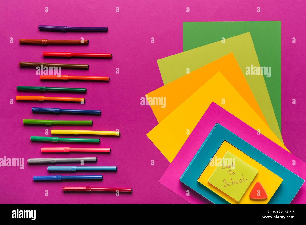 composition of colorful papers and markers Stock Photo - Alamy