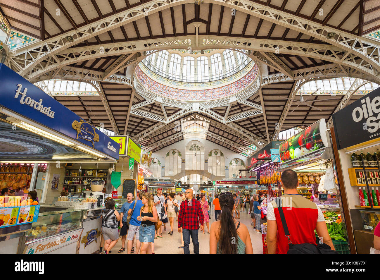 Valencia Spain market, interior view of the Mercado Central - Central ...