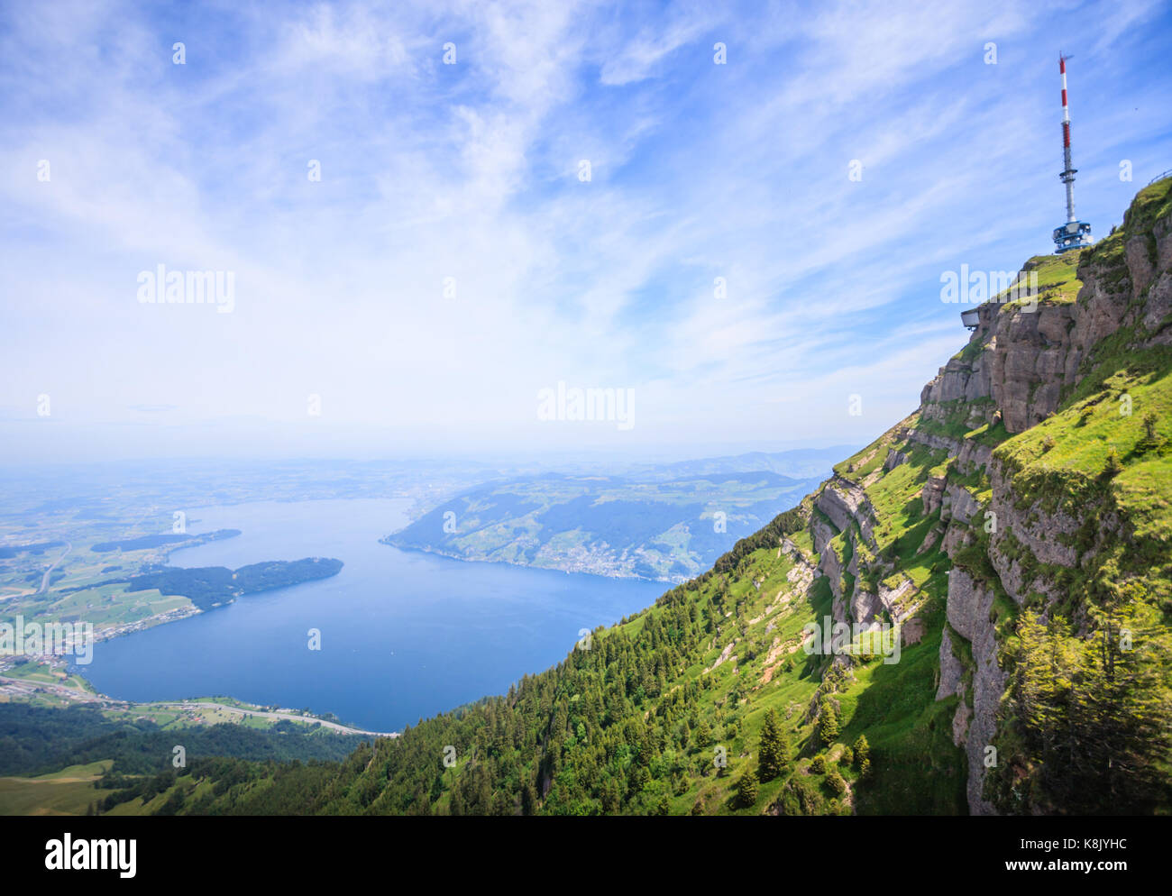 Panoramic Landscape View of Lake Lucerne and mountain ranges from Rigi ...