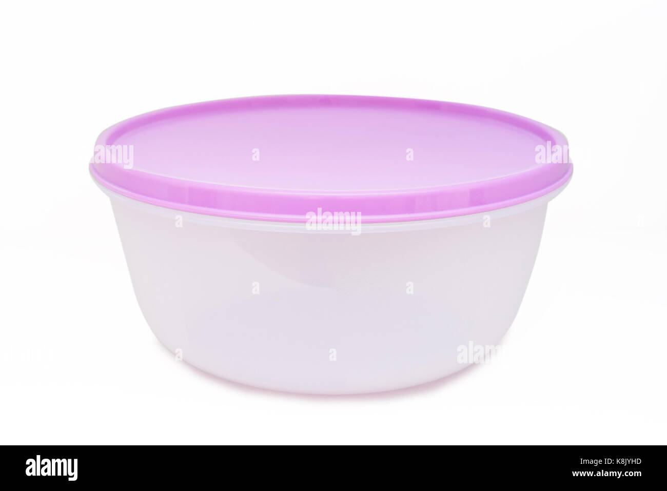 Plastic food container with pink lid isolated Stock Photo - Alamy