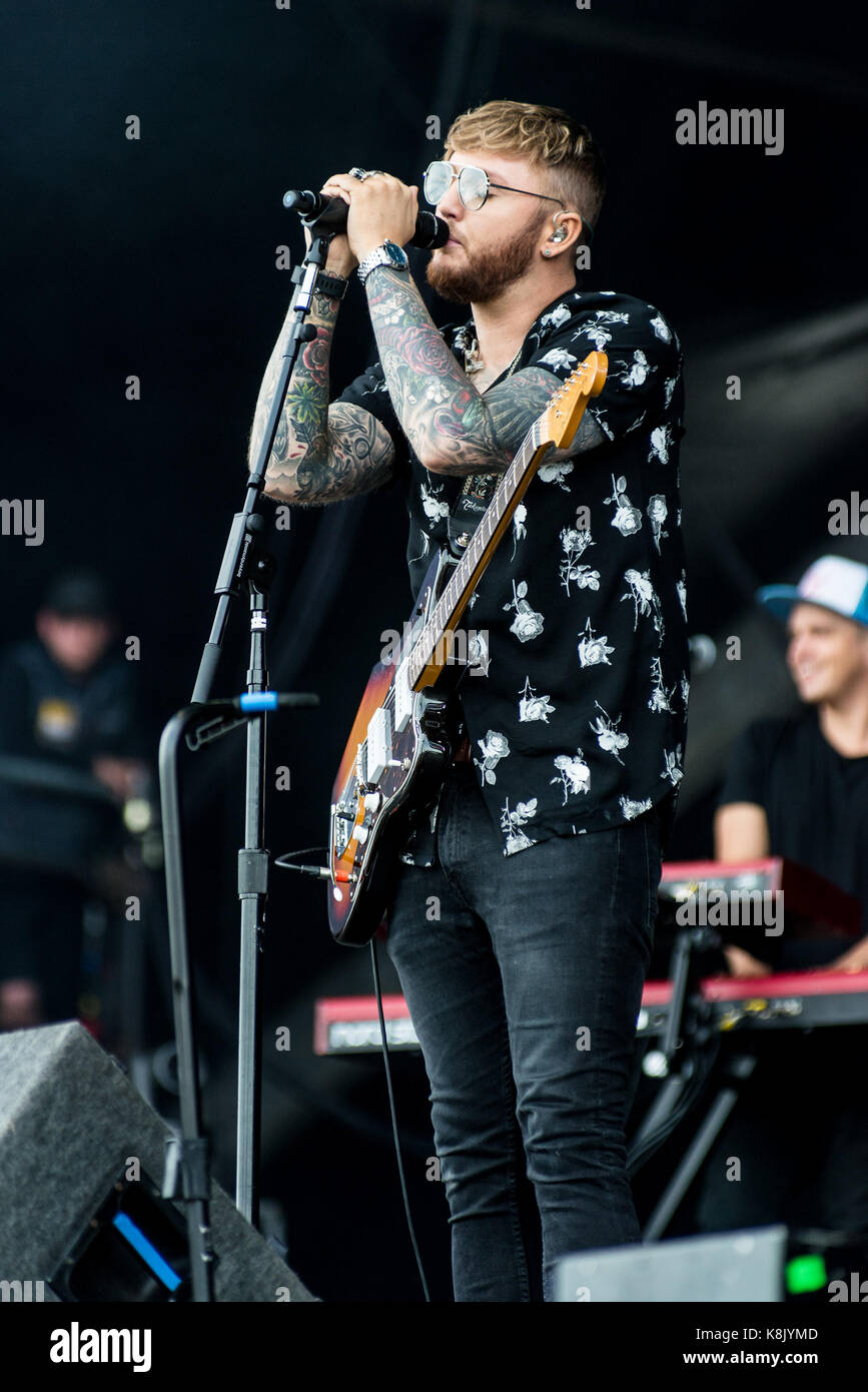 James Arthur performs at V Festival watched by girlfriend Jessica Grist ...