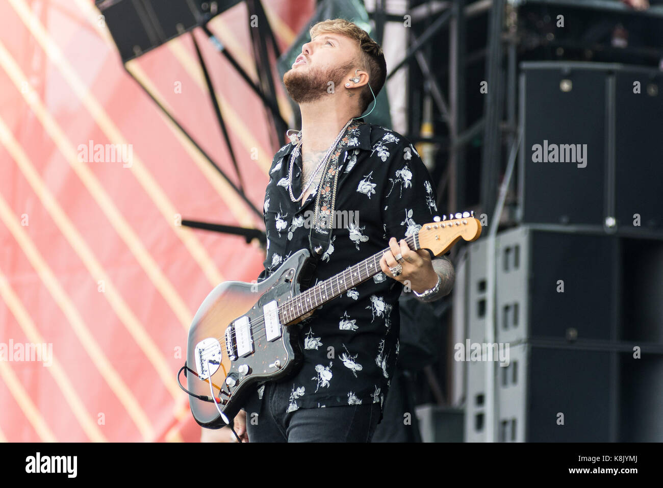 James Arthur performs at V Festival watched by girlfriend Jessica Grist ...