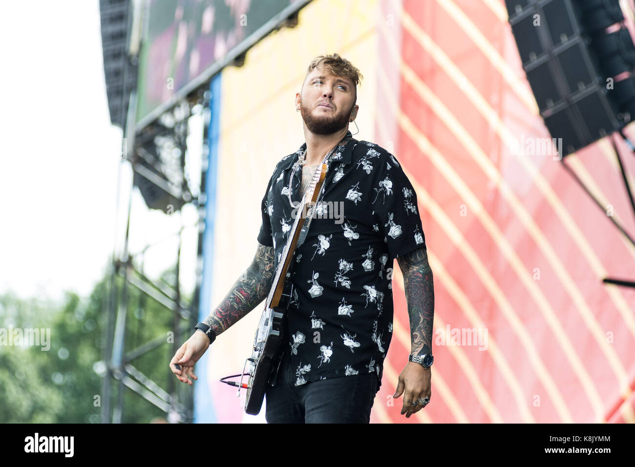 James Arthur performs at V Festival watched by girlfriend Jessica Grist ...