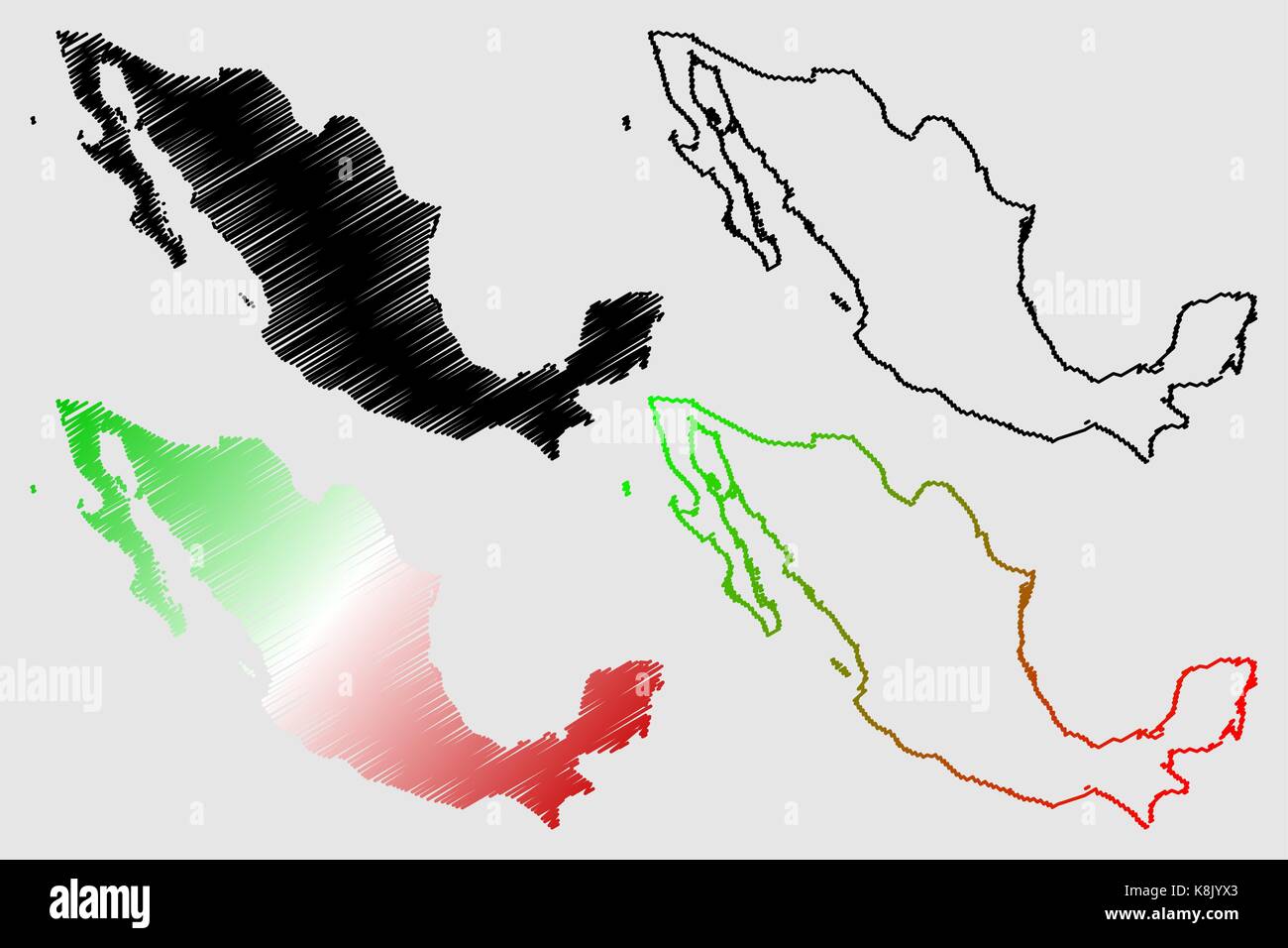 Mexico map vector illustration, scribble sketch Mexico Stock Vector Image & Art - Alamy