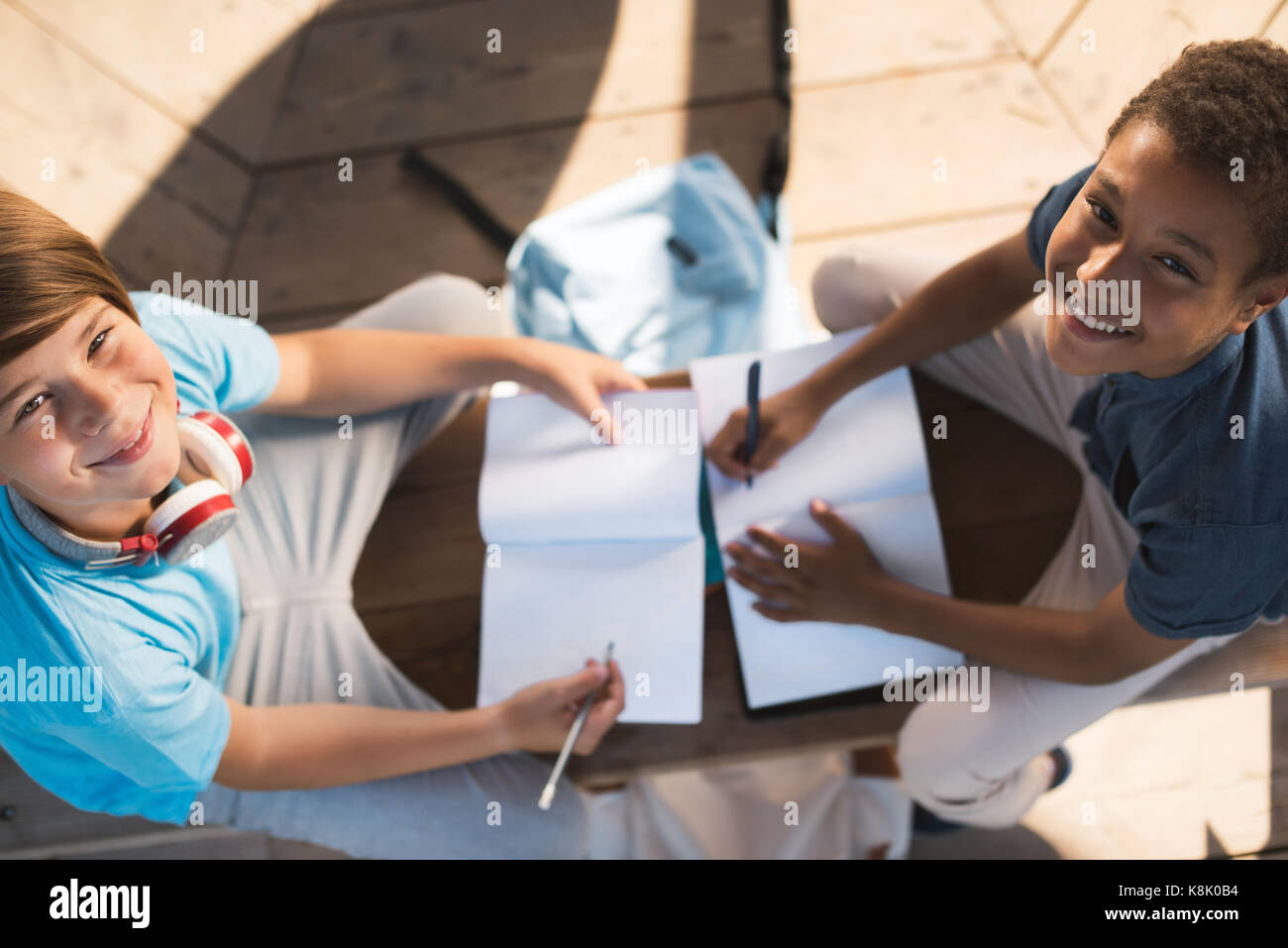 multiethnic boys studying together Stock Photo - Alamy