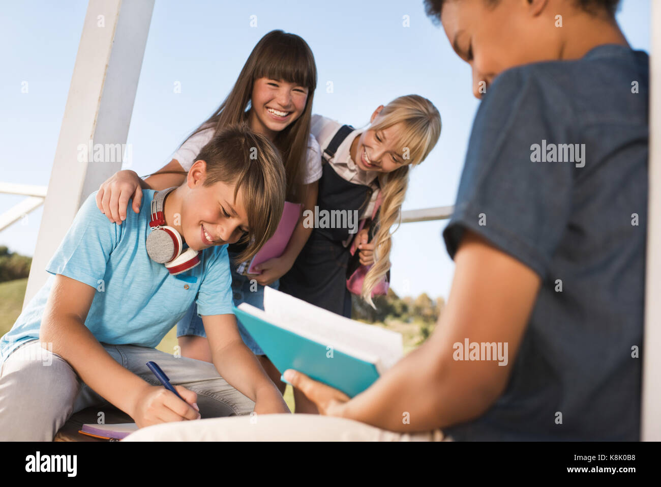 multiethnic teenagers studying together Stock Photo - Alamy