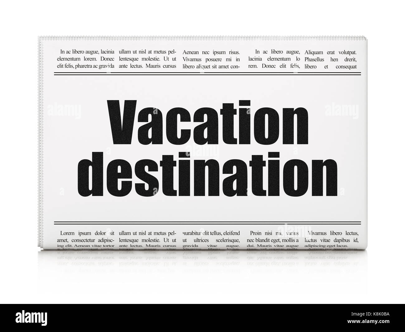 Vacation concept: newspaper headline Vacation Destination Stock Photo ...