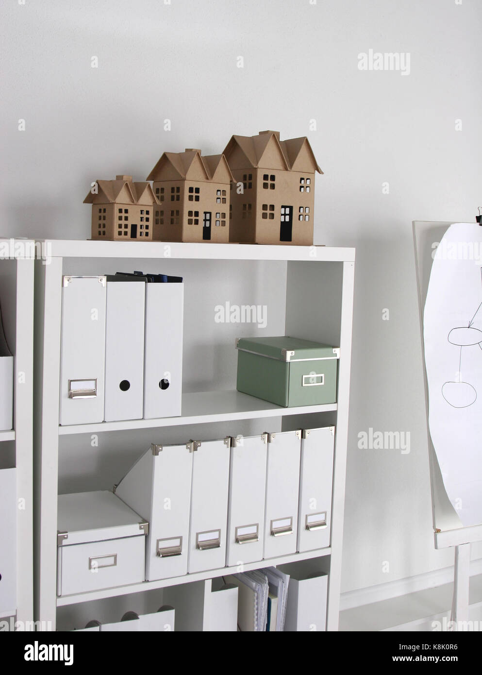 Bookcase with folders Stock Photo - Alamy