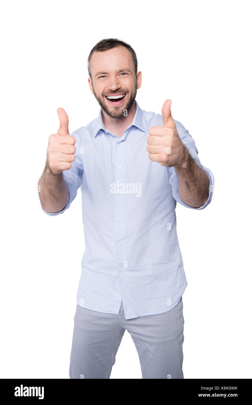 Happy businessman showing thumbs up Cut Out Stock Images & Pictures - Alamy