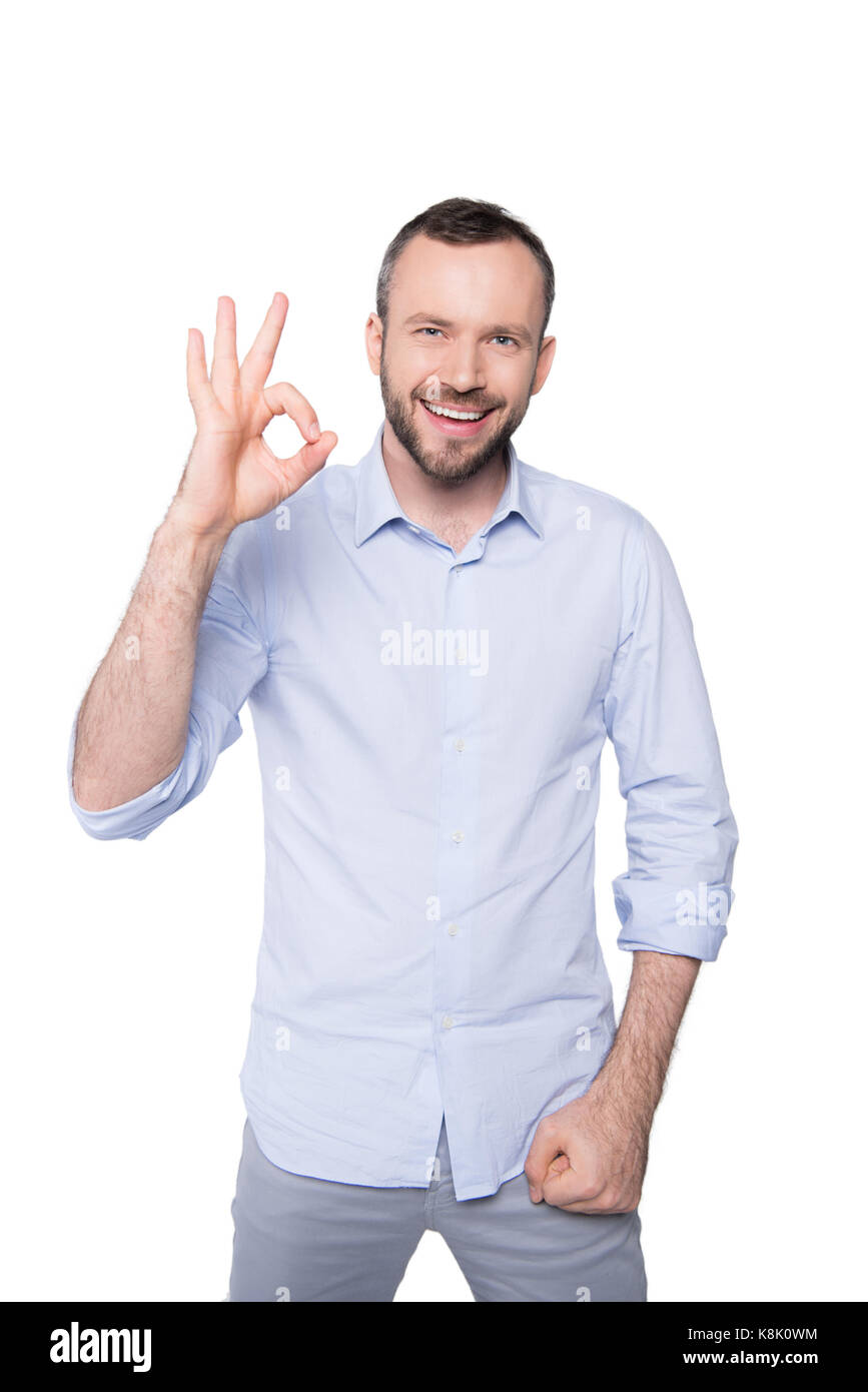 man showing okay sign Stock Photo - Alamy