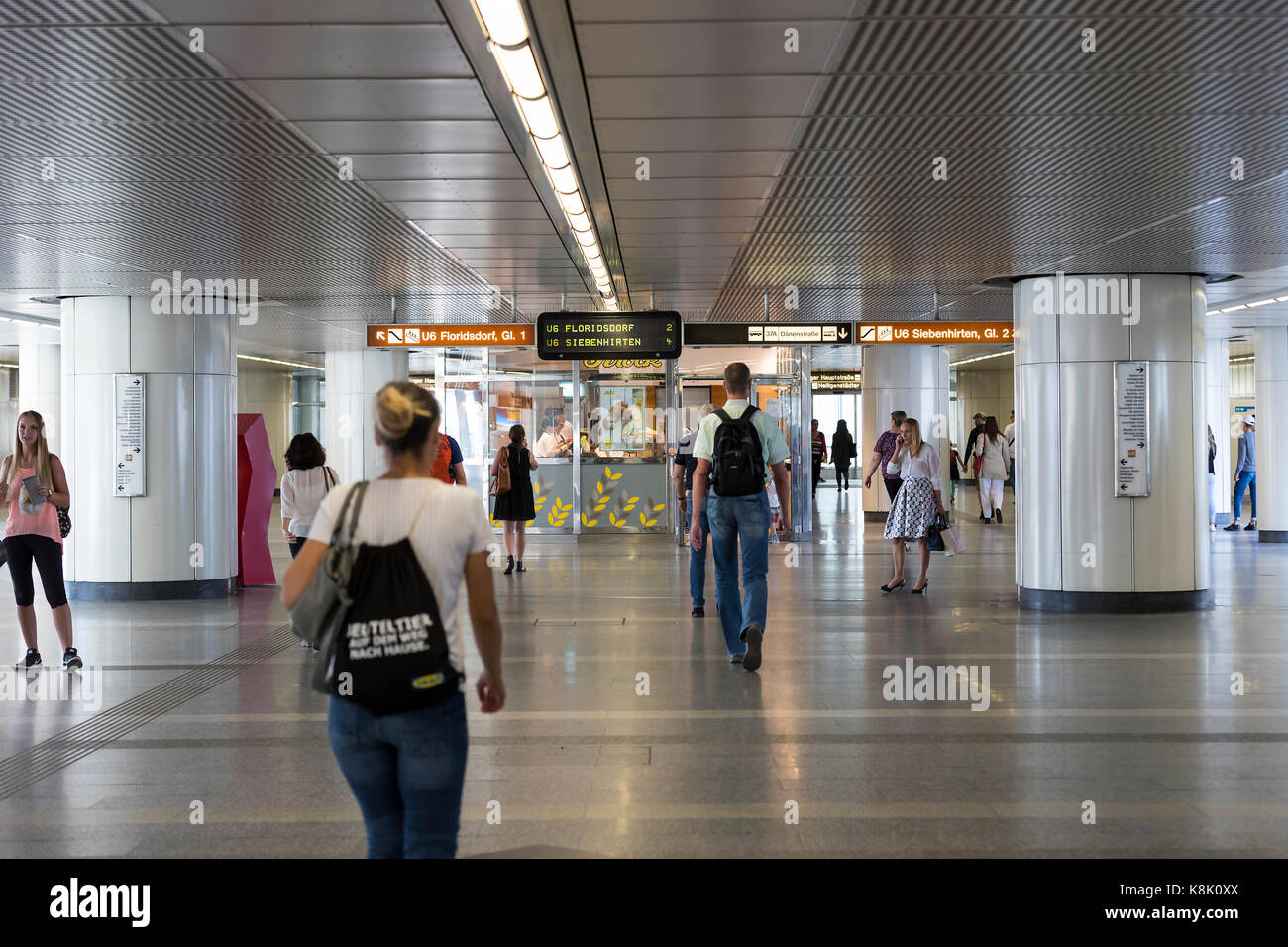 VIENNA, AUSTRIA - 23 AUGUST 2017: The metro station Austria in the city ...