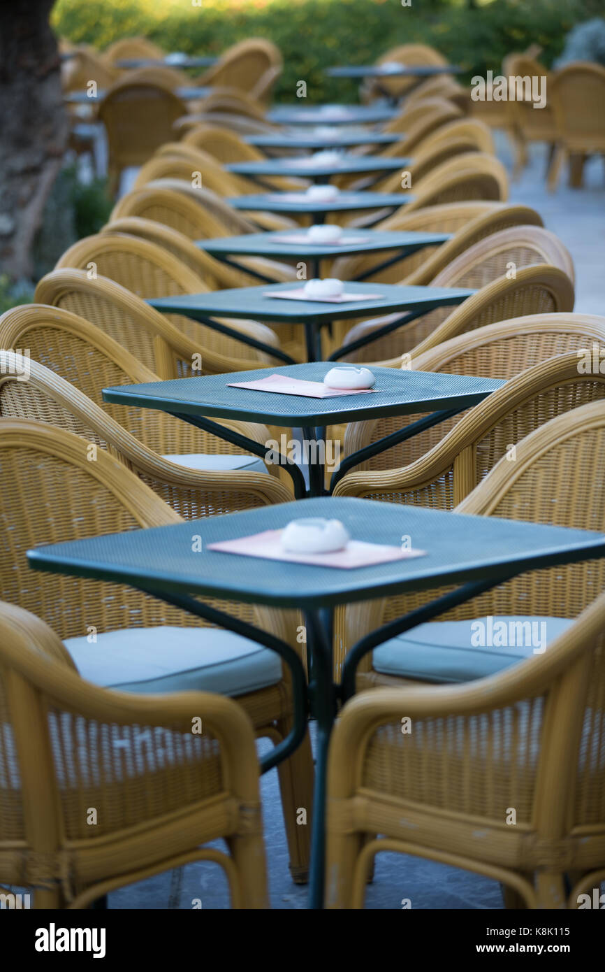 Hotel Tables in a line Stock Photo - Alamy