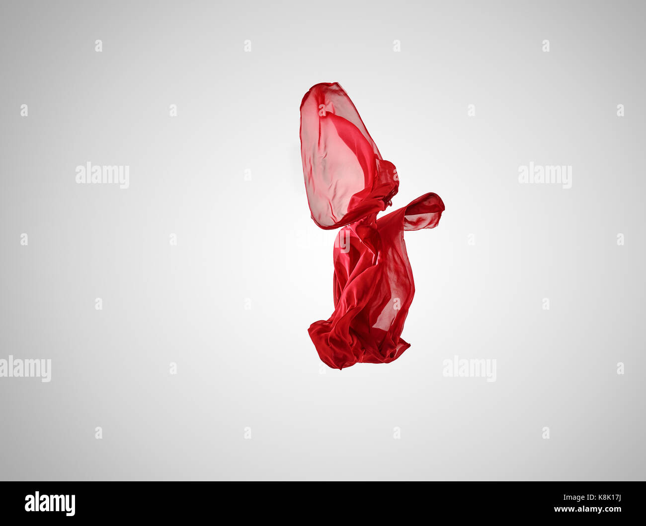 Smooth elegant transparent red cloth separated on gray background Stock ...